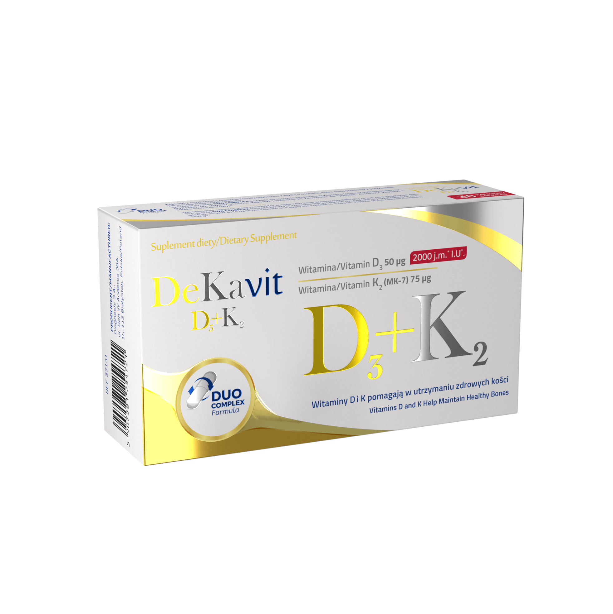 DeKavit D3+K2, kapsułki ze składnikami na zdrowe kości, 30 szt ...