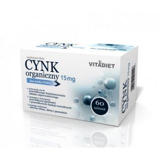 Cynk organiczny 15 mg, tabletki ze składnikami wspierającymi układ ...
