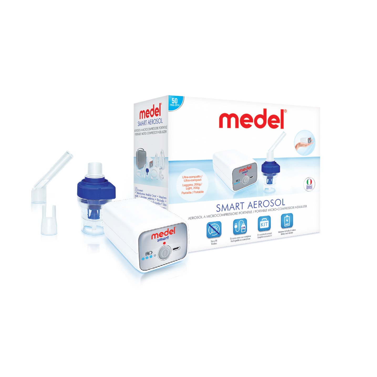 Medel Smart Inhalator pneumatyczno-tłokowy akumulatorowy, dla dzieci i ...